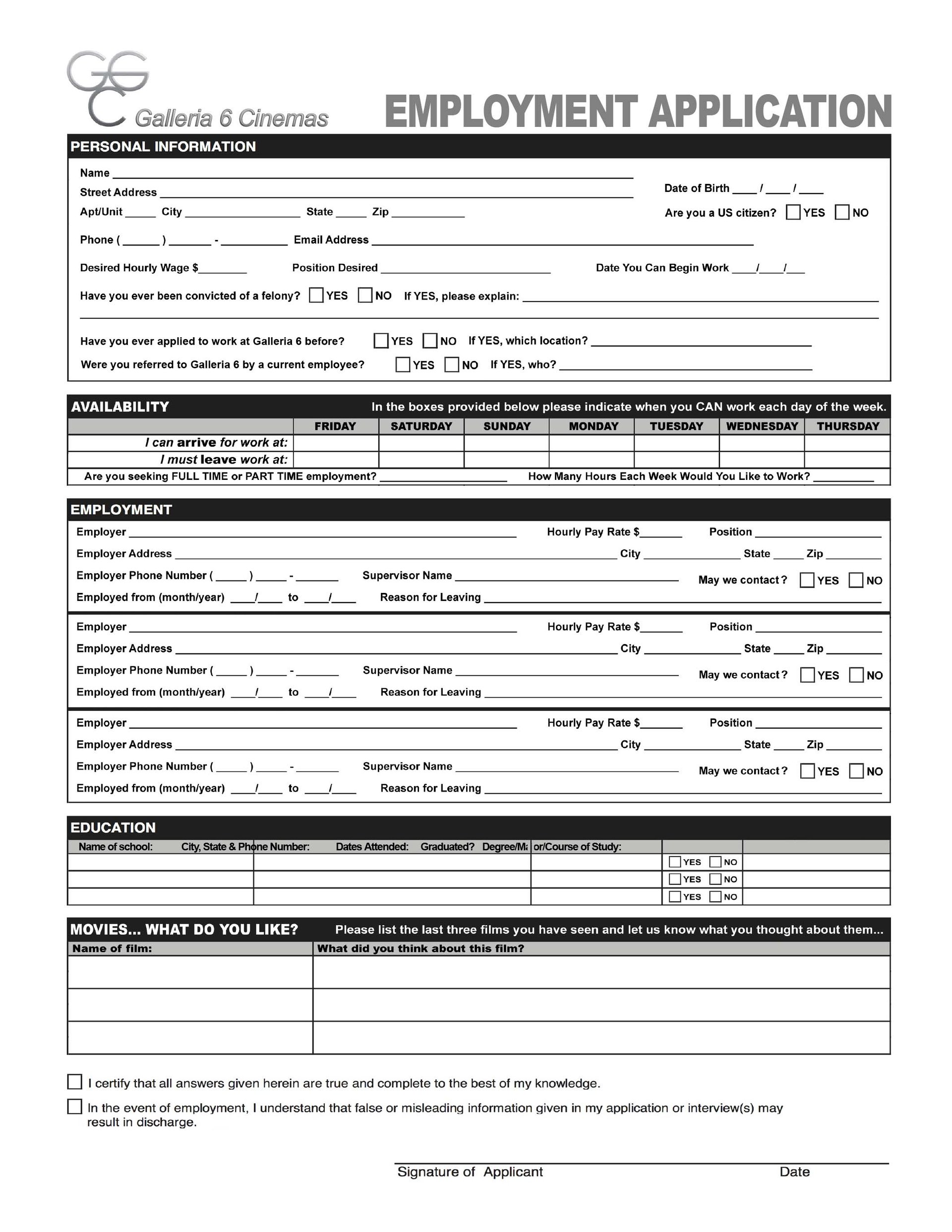 Employment - Galleria 6 Cinemas