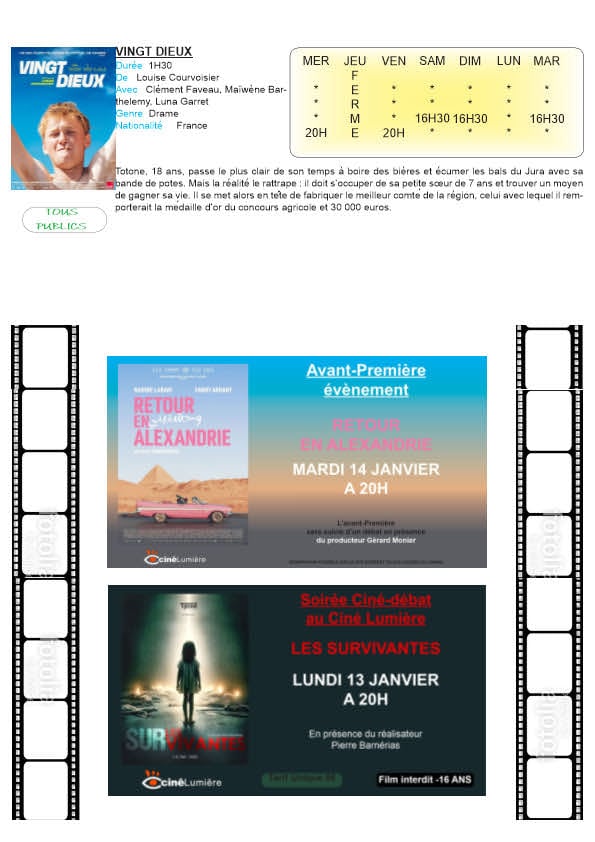 Programme de la semaine - Ciné Lumière