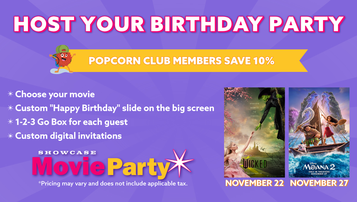 Movie Birthday Parties at Showcase Cinemas - Showcase Cinemas - US