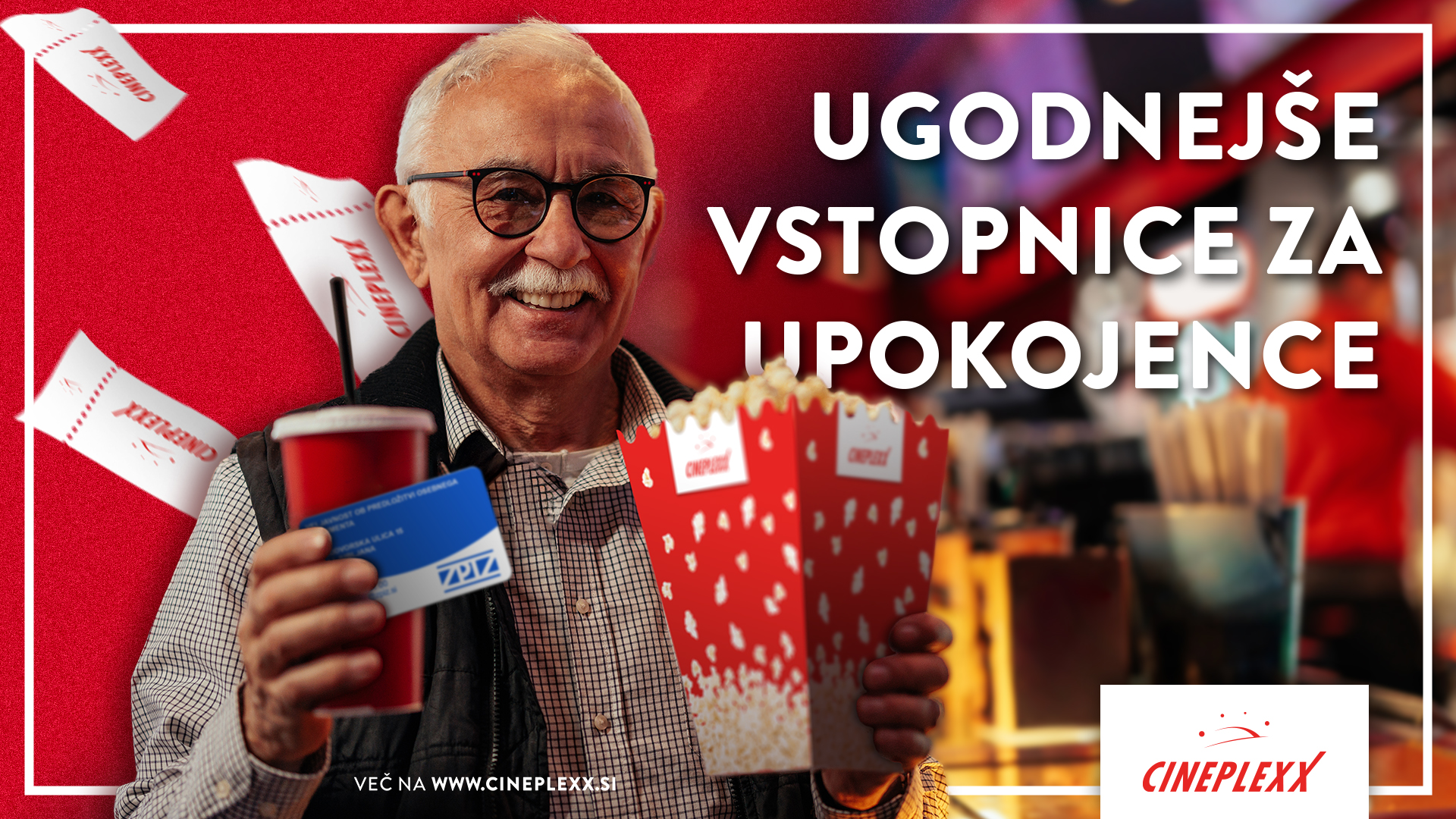 Ugodnejše vstopnice za upokojence — Cineplexx - SVN